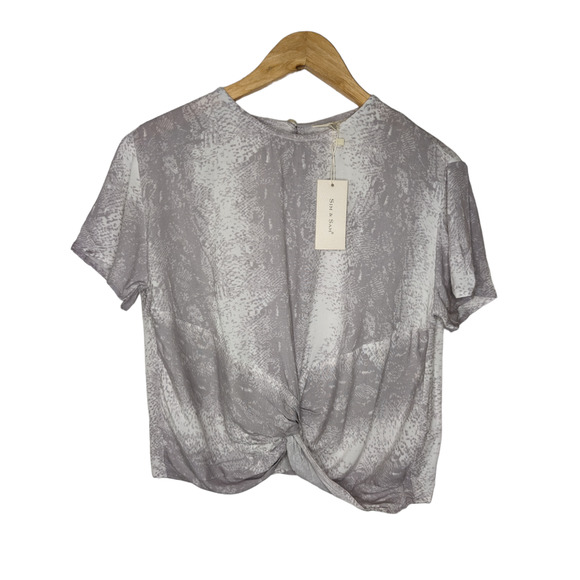 Sim & Sam | Tops | Sim Sam White Snake Print Boxy Twist Tie Front ...